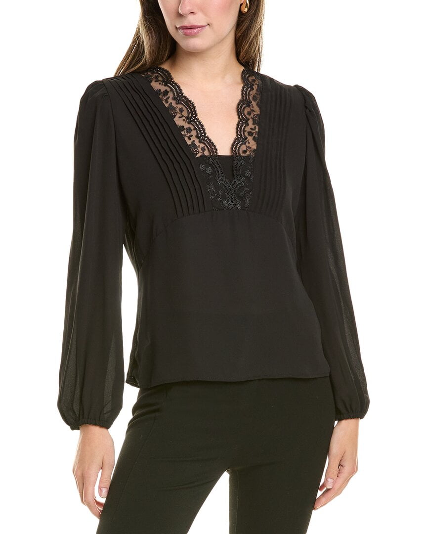 Vince Camuto womens Lace Neckline Blouse, s, Black - Walmart.com