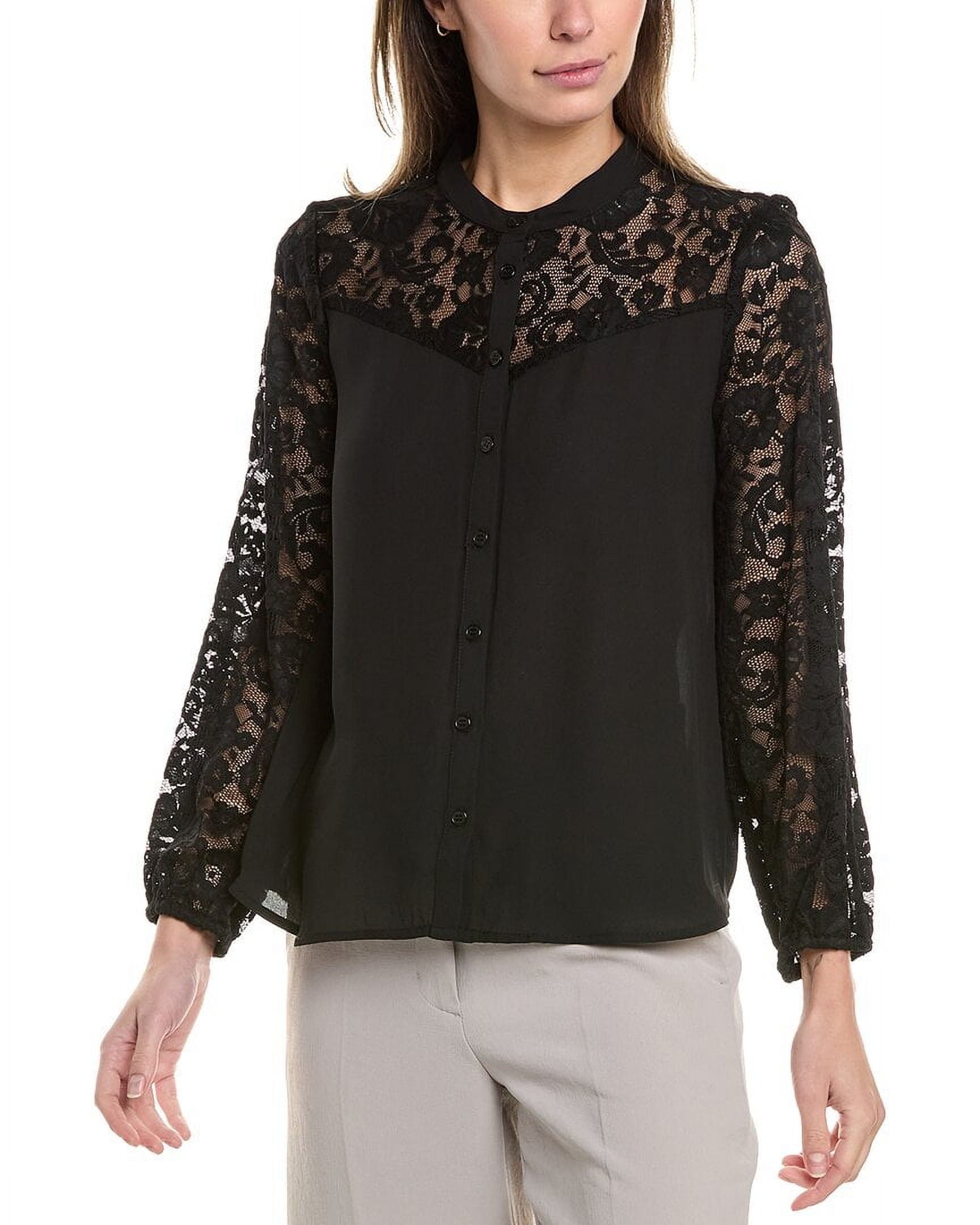 Vince Camuto womens Lace Paneled Blouse, XL, Black - Walmart.com