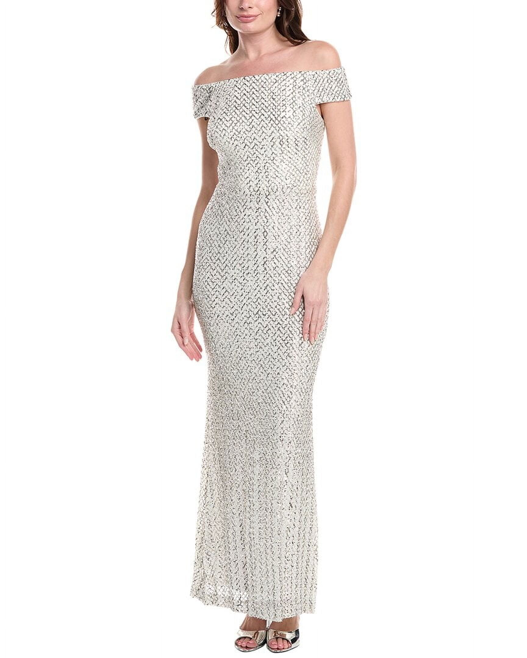 Vince Camuto womens Off-The-Shoulder Sequin Gown, 4, Metallic - Walmart.com