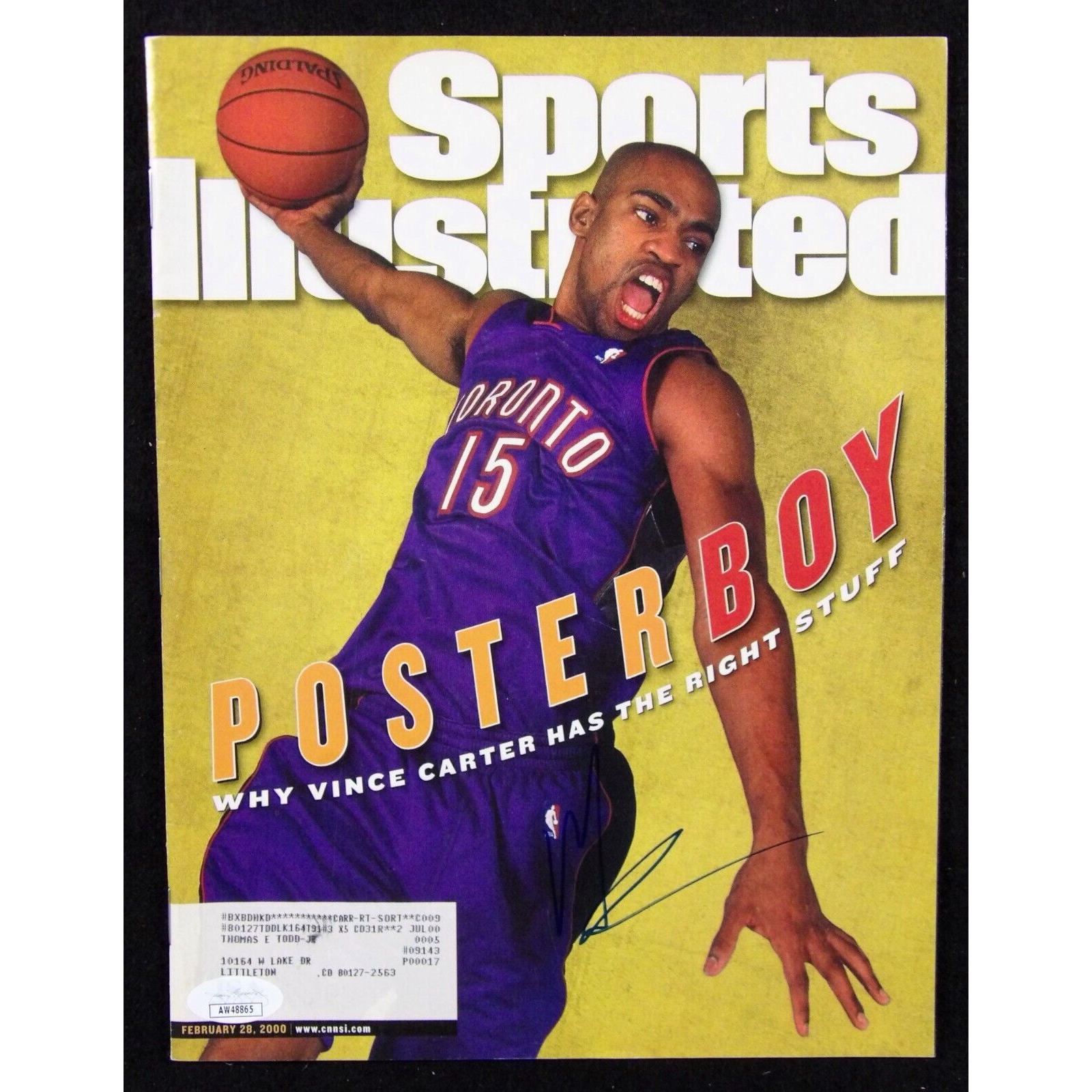Vince Carter Signed Sports Illustrated February 2000 Magazine JSA ...