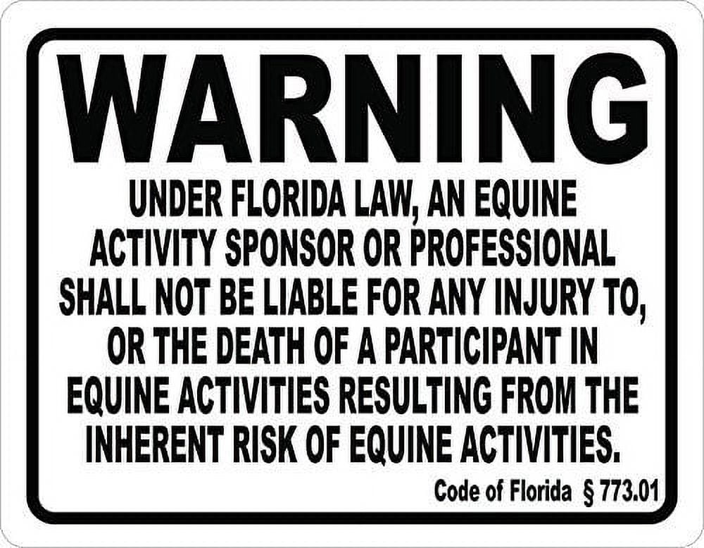 Vincenicy Metal Sign Great Aluminum Tin Sign Florida Equine Liability ...