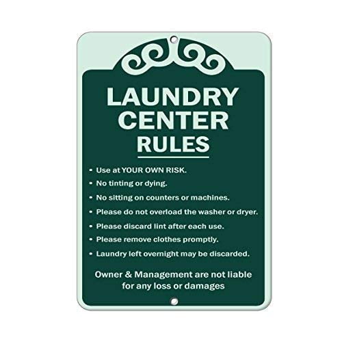 Vincenicy Metal Sign Great Aluminum Tin Sign Laundry Center Rules Use ...