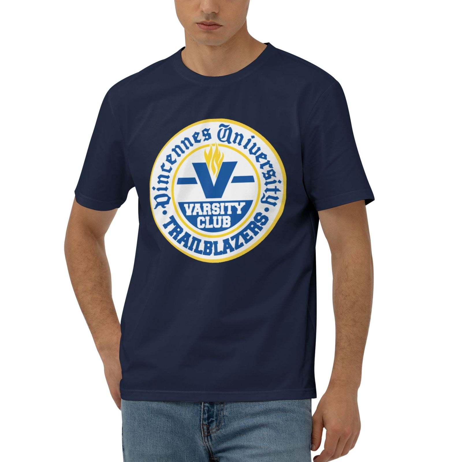 Vincennes A University Logo Men'S 170g Combed Cotton Short Sleeve T ...