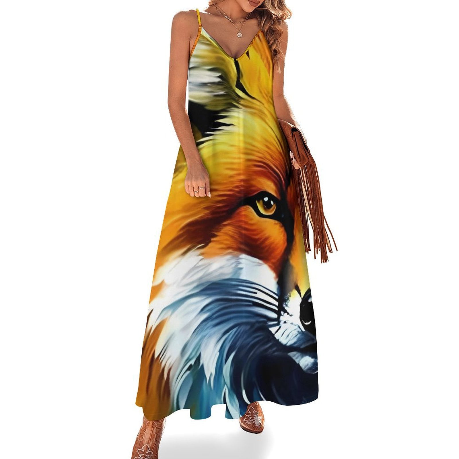 Vincent Oil Painting Dress Almond Blossoms Aesthetic Boho Beach Long ...
