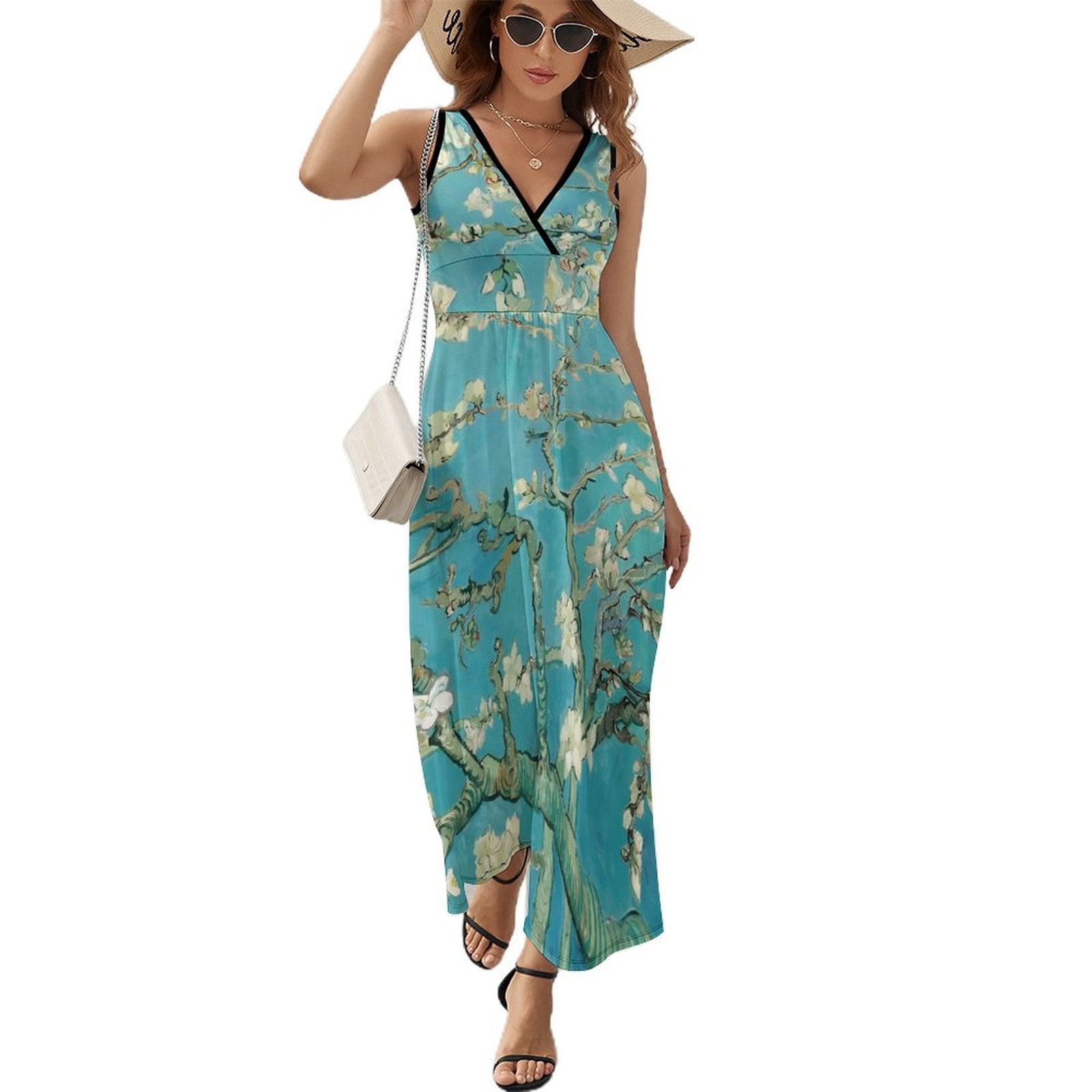 Vincent Oil Painting Dress Almond Blossoms Party Maxi Dress Street ...