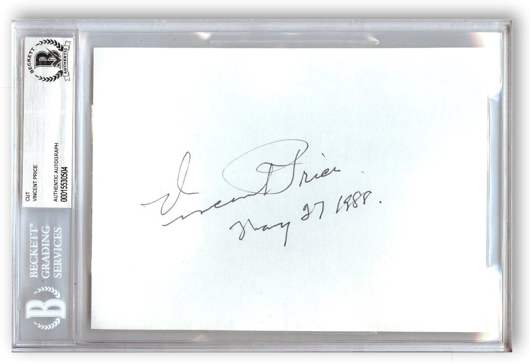 Vincent Price Signed Autographed Cut Signature Hollywood Actor Legend ...