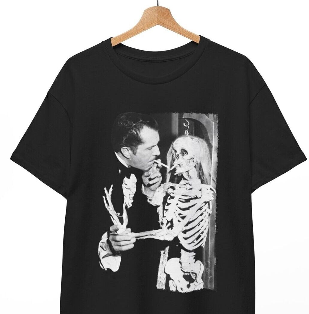 Vincent Price Skeleton Vintage Horror Movie T-Shirt, Gothic Creepy ...