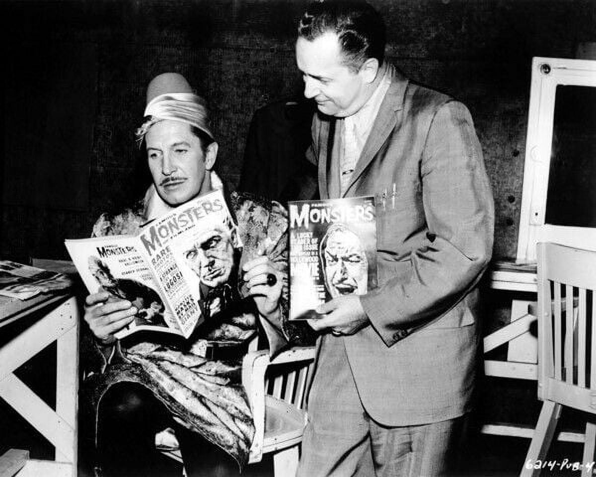 Vincent Price looks at Famous Monster magazine with Forrest Ackerman ...