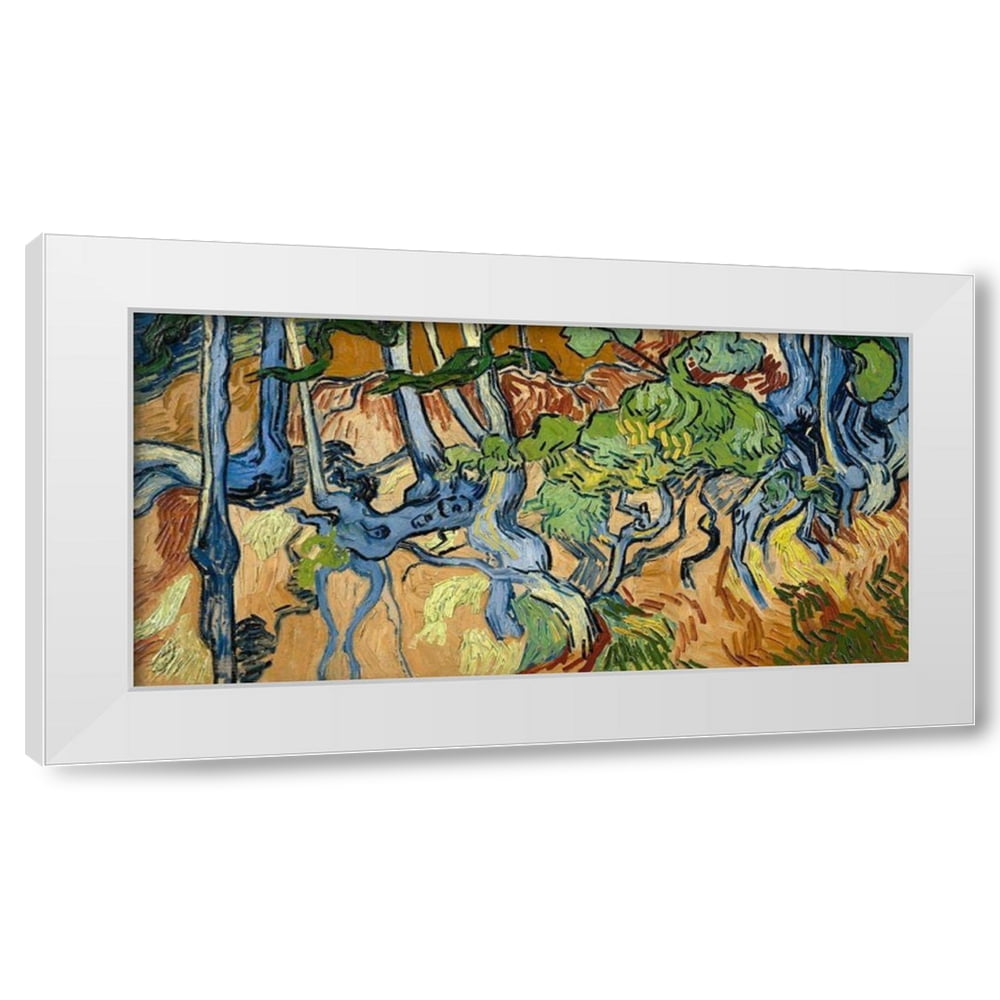 Vincent Van Gogh 4x14 White Modern Wood Framed Wall Art Titled - Tree ...