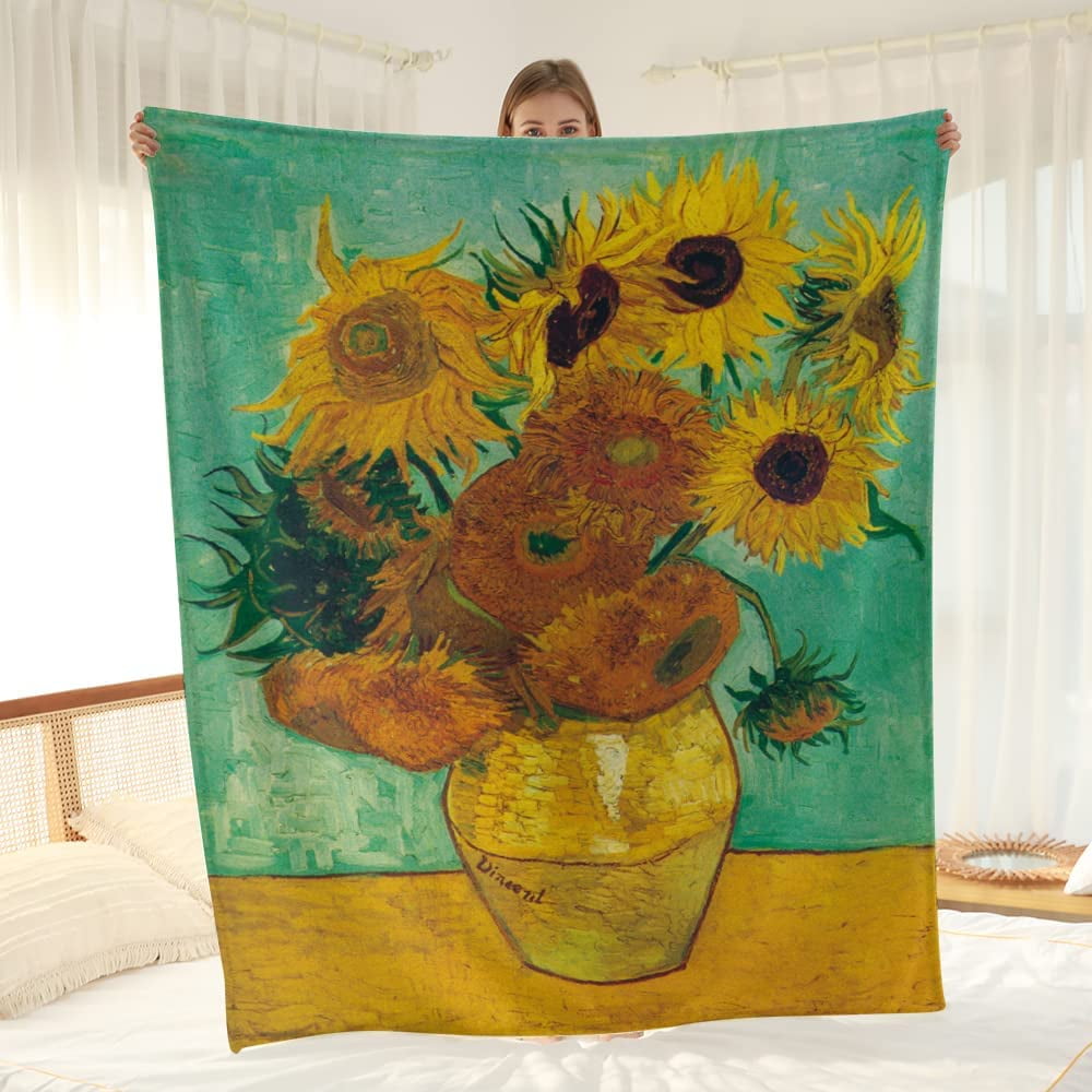 Vincent Van Gogh Gifts Blanket - Vase with Twelve Sunflowers Throw Oil ...