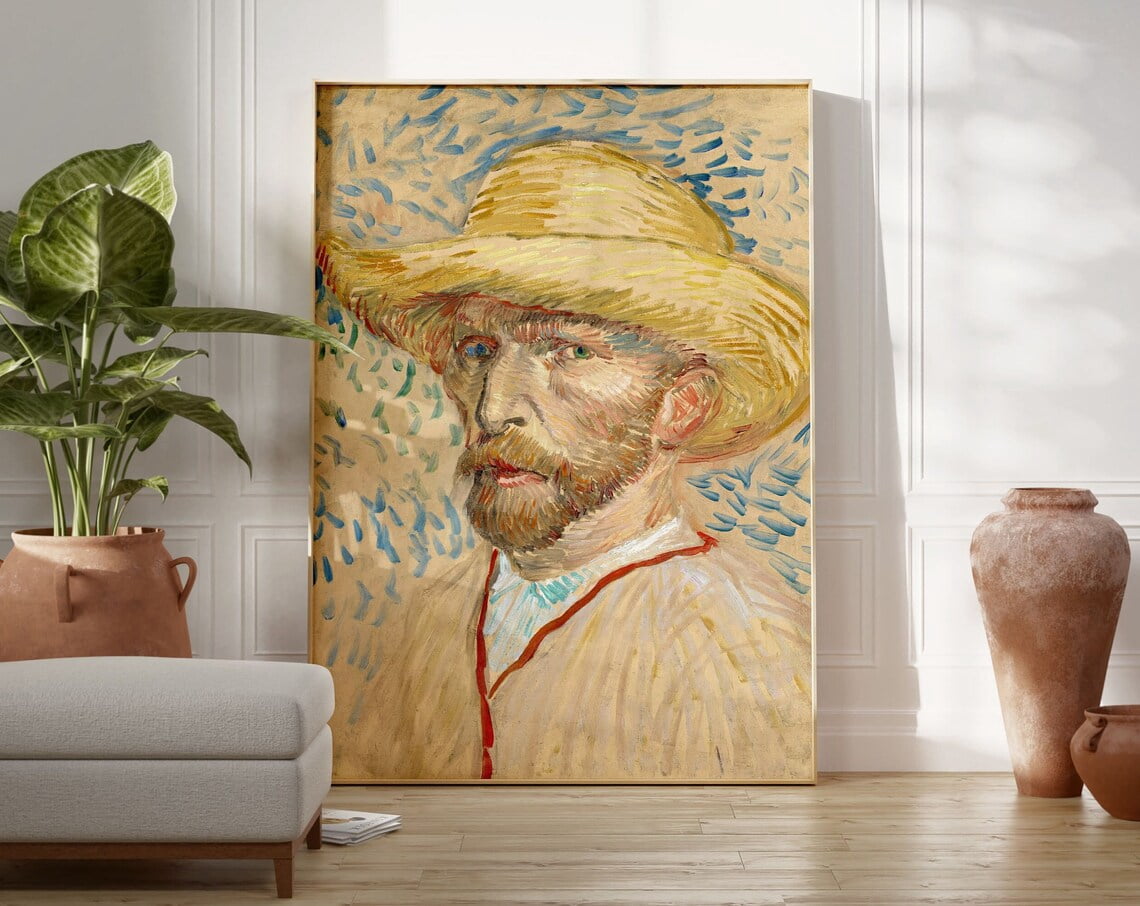Vincent Van Gogh Poster, Self-Portrait With A Straw Hat 1887, Van Gogh ...