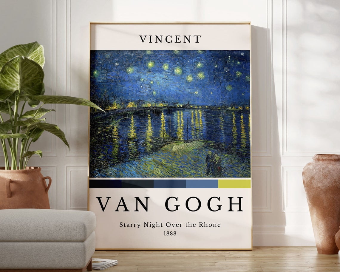 Vincent Van Gogh Poster, Starry Night Over The Rhone 1888, Van Gogh ...