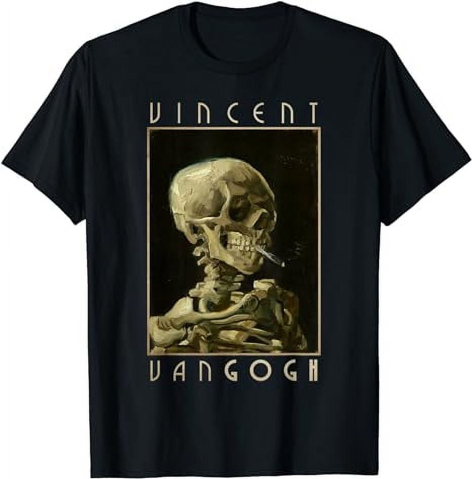 Vincent Van Gogh Shirt Smoking Skeleton Art T-Shirt - Walmart.com