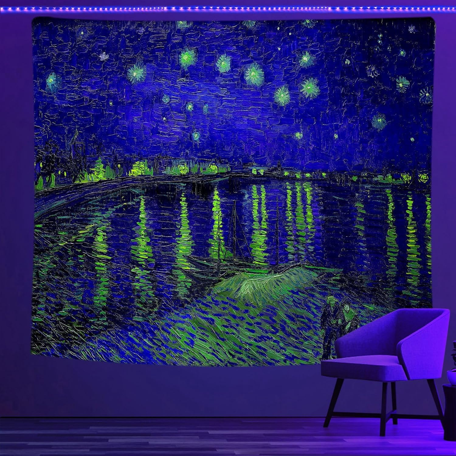 Vincent Van Gogh Starry Night Over The Rhone UV Reactive Blacklight ...