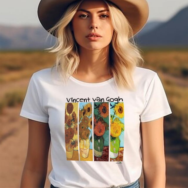 Vincent Van Gogh Sunflower 100% Organic cotton The iconic t-shirt Eco friendly - Walmart.com