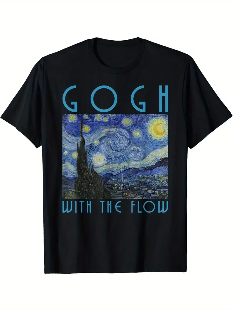 Vincent Van Gogh with flowing artist humorous puns for men T-shirt ...
