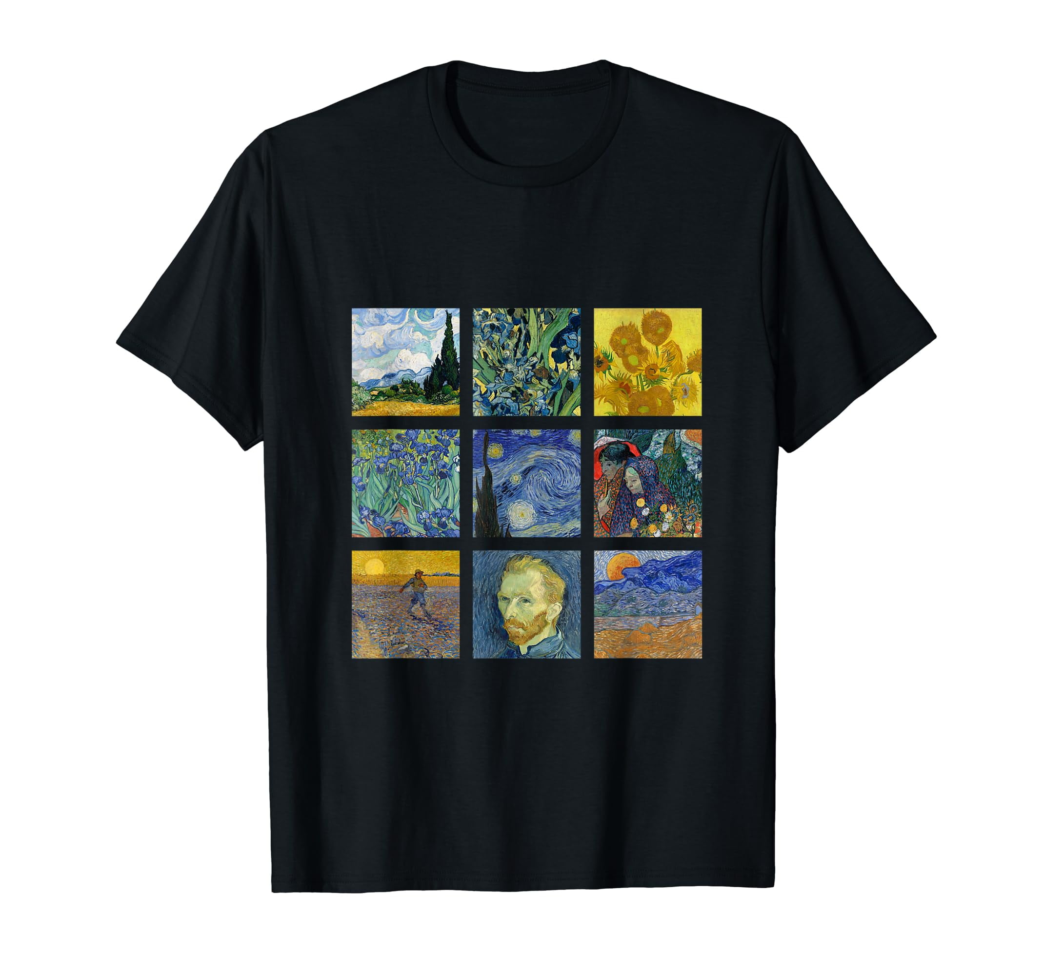 Vincent van Gogh | Famous Paintings Starry Night Sunflowers T-Shirt ...