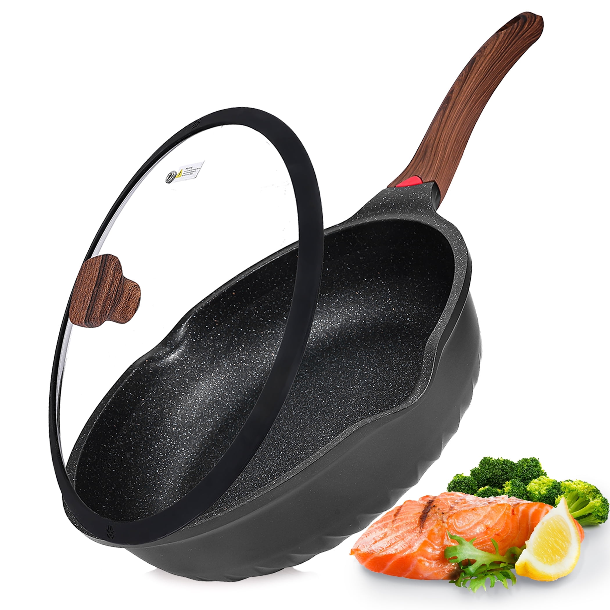 Vinchef Nonstick Deep Frying Pan Saute Pan with Lid, 12in/5.5Qt Fry Pan ...