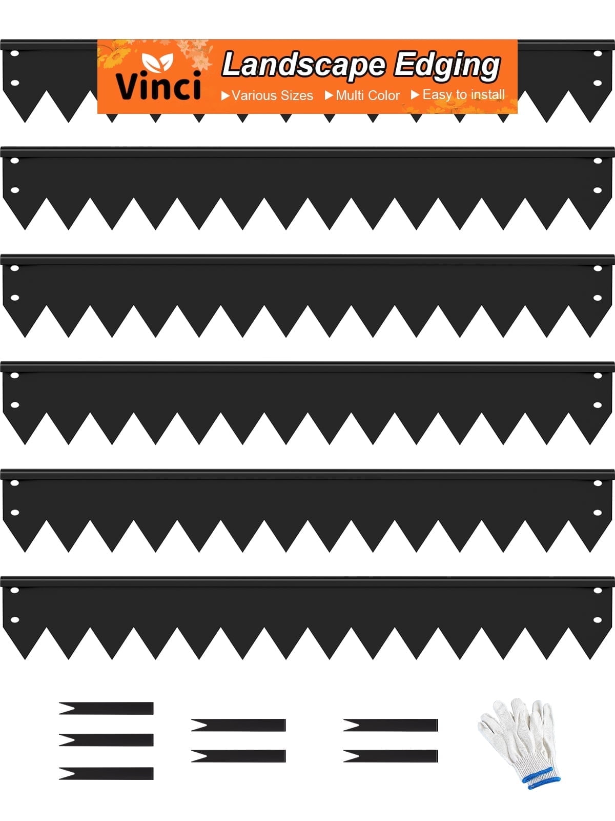 Vinci Landscape Edging Border, 40" L x 6" H 6Pack 20FT Total Black ...