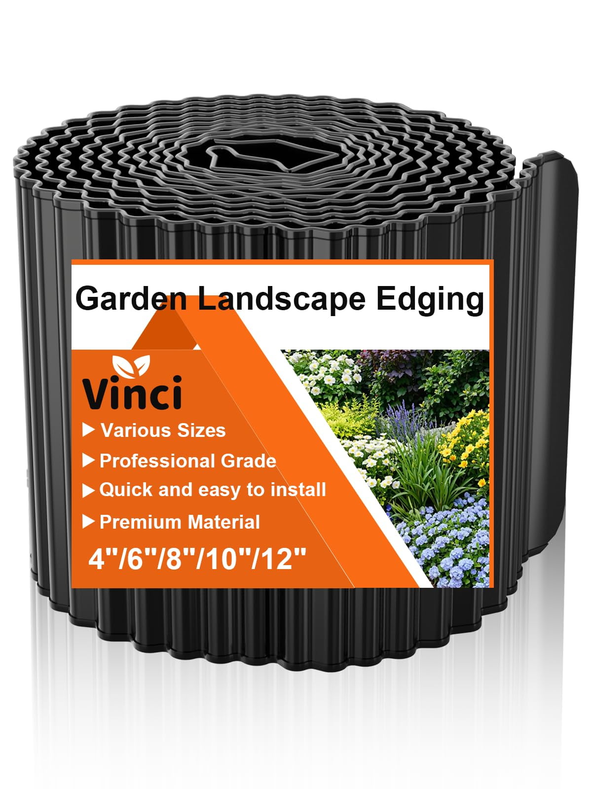 Vinci Garden Landscape Edging AIF4 Border, 8 Inch x 10 FT Corrugated ...