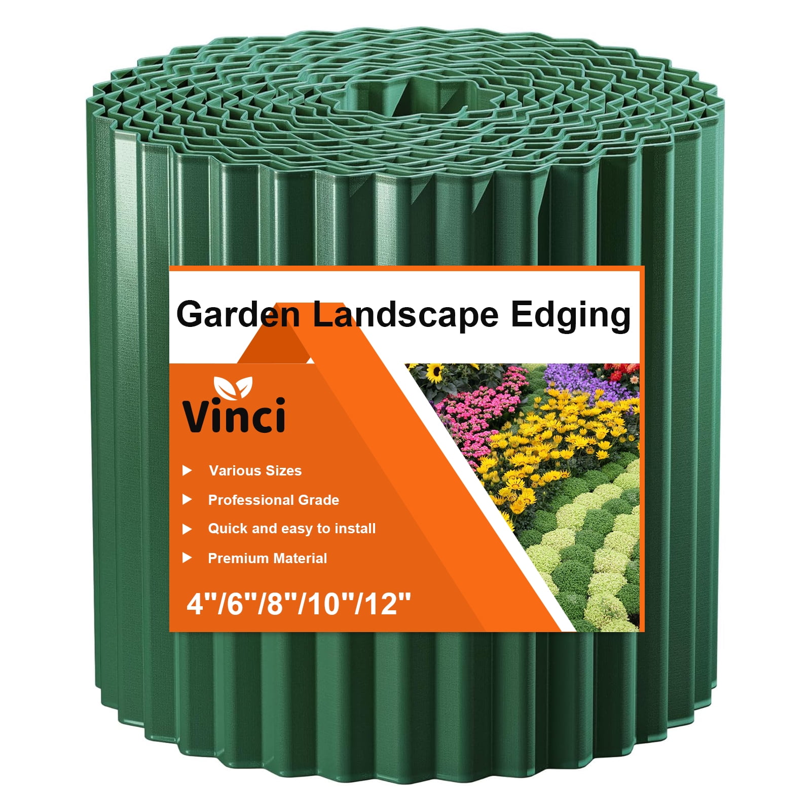 Vinci Garden Landscape Edging Border, 10 Inch x 20 FT Corrugated Sturdy ...
