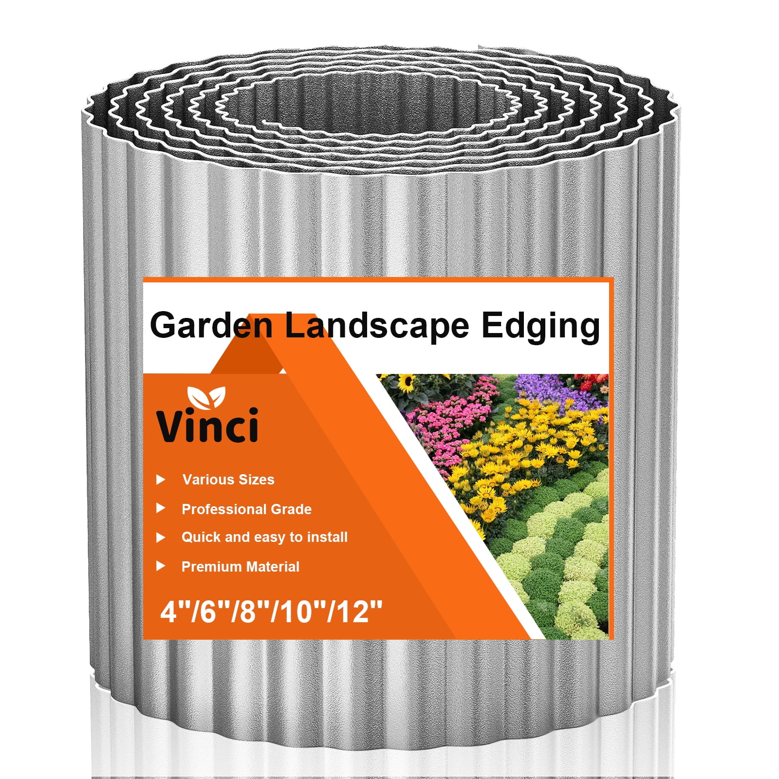 Vinci Garden Landscape Edging Border, 12 Inch x 10 FT Sturdy Metal ...