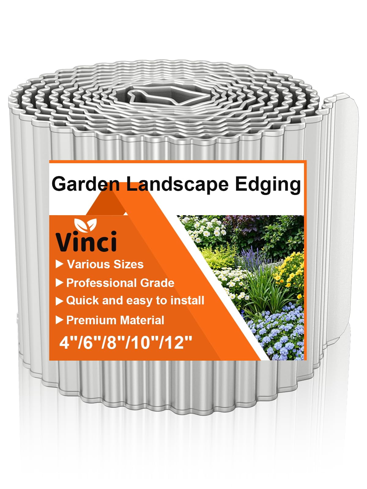 Vinci Garden Landscape Edging Border, 12 Inch x 20 FT Corrugated Sturdy ...