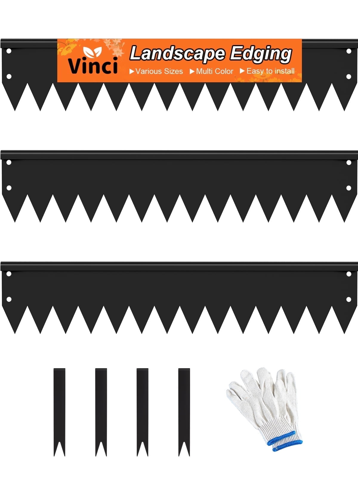 Vinci Landscape Edging Border, 40" L x 4" H 3Pack 10FT Total Black ...
