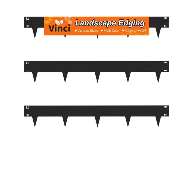 Vinci Landscape Edging Border, 40" L x 6" H 3Pack 10FT Total Black ...