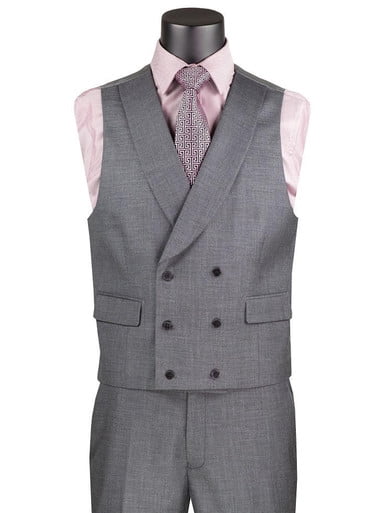Vinci Men's Charcoal 3 Piece Suit Fancy Vest Big Lapel Modern Fit MV2K ...
