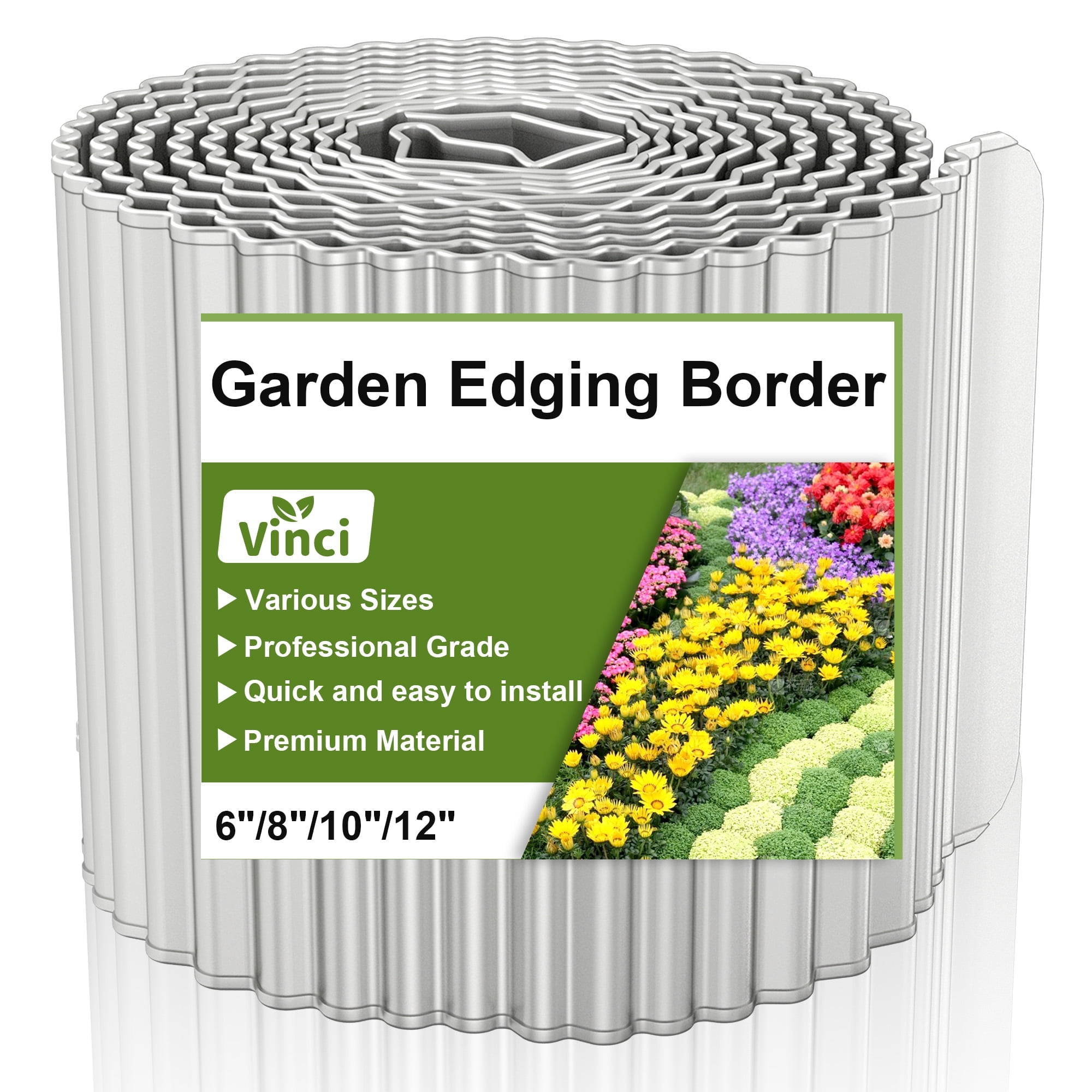 Vinci Metal Landscape Edging Border, 6 Inch x 20 FT Corrugated Steel ...