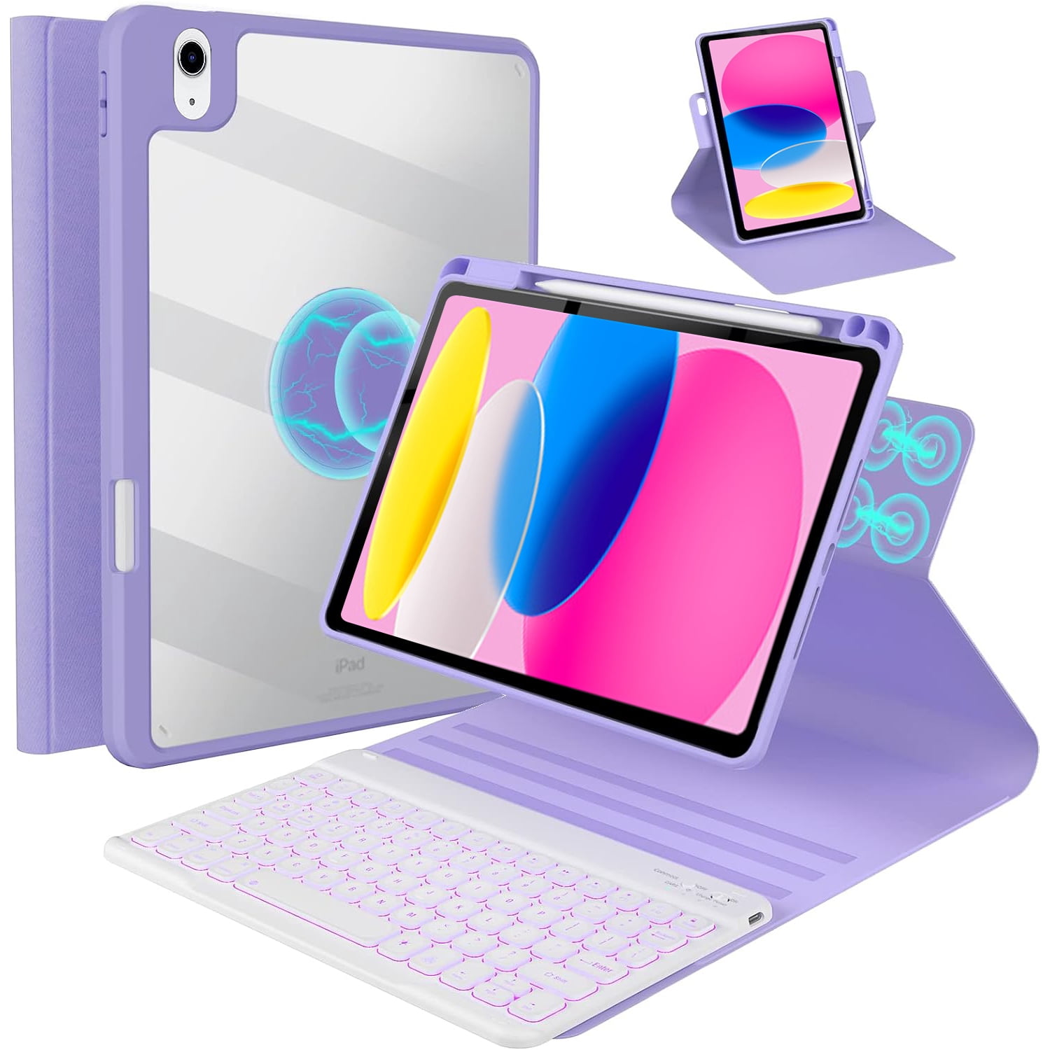 Vinci iPad 10th Generation Case with Keyboard 2022 10.9 inch,360 ...