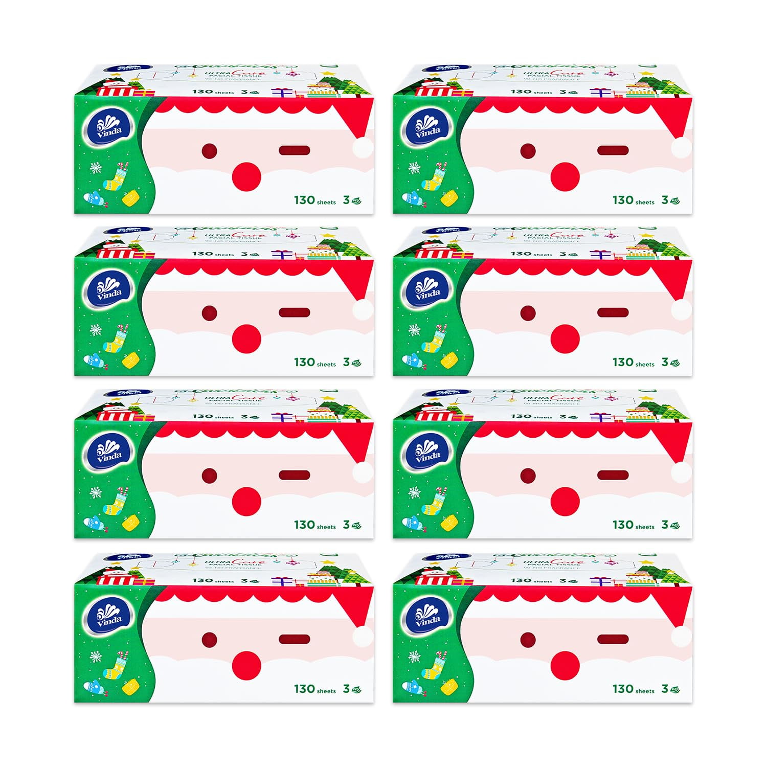 Vinda Premium 3-Ply Facial Tissues, Cute Decorative Boxes, 8 Pack (1040 ...