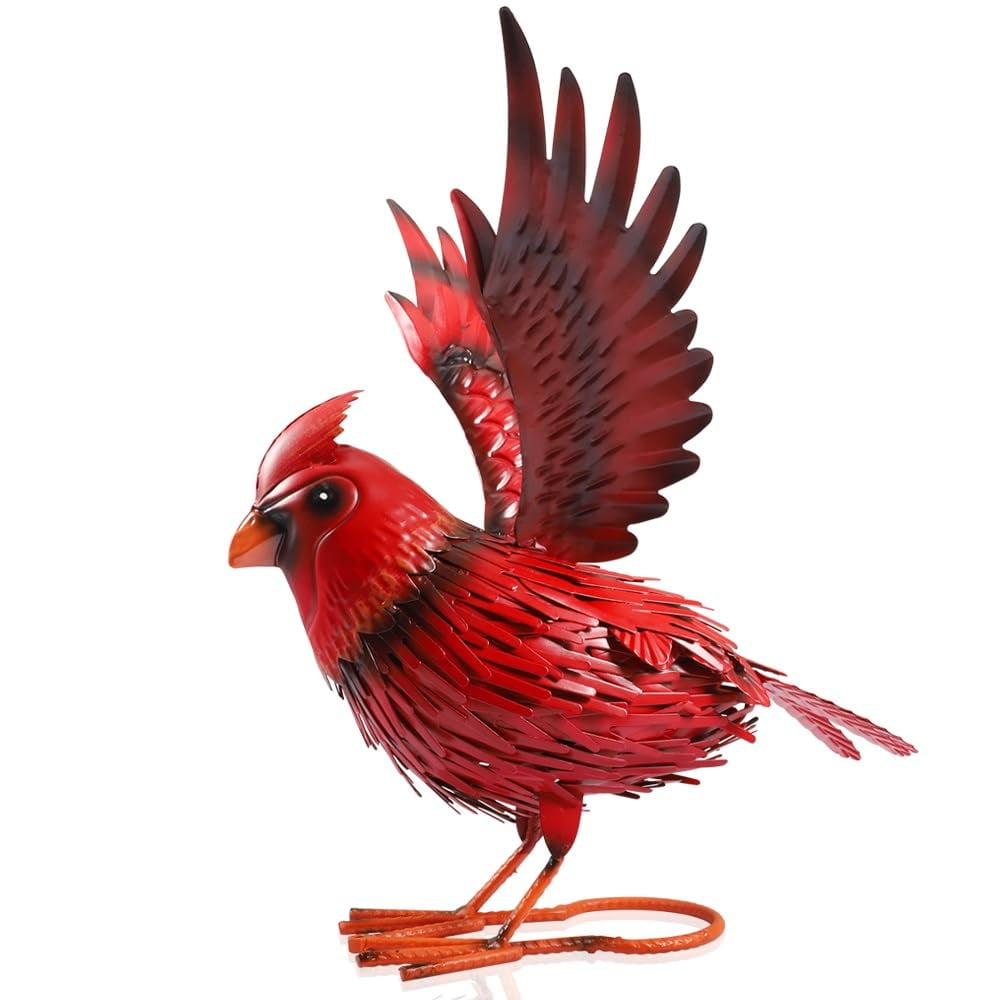 Vindar Cardinal Garden Sculpture Cardinal Statue Metal Bird Yard Art ...
