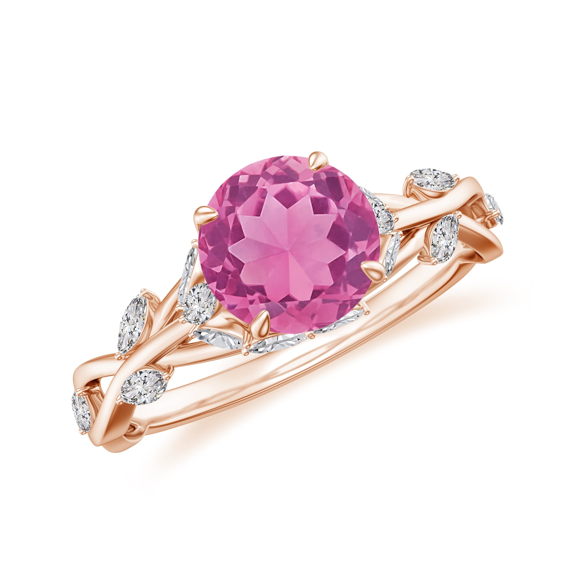 Vine Art Leaf Style Moissanite Ring Pink Sapphire Engagement Ring in ...