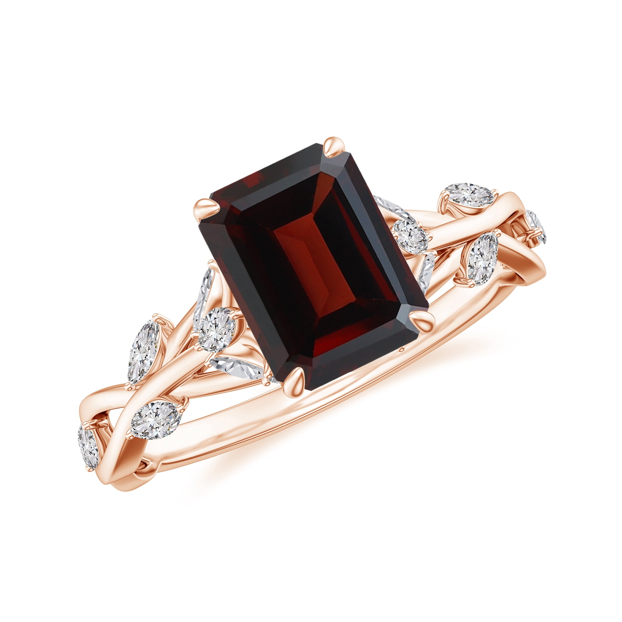 Vine Art Leaf Style Moissanite Ring Princess Cut Garnet Engagement Ring ...
