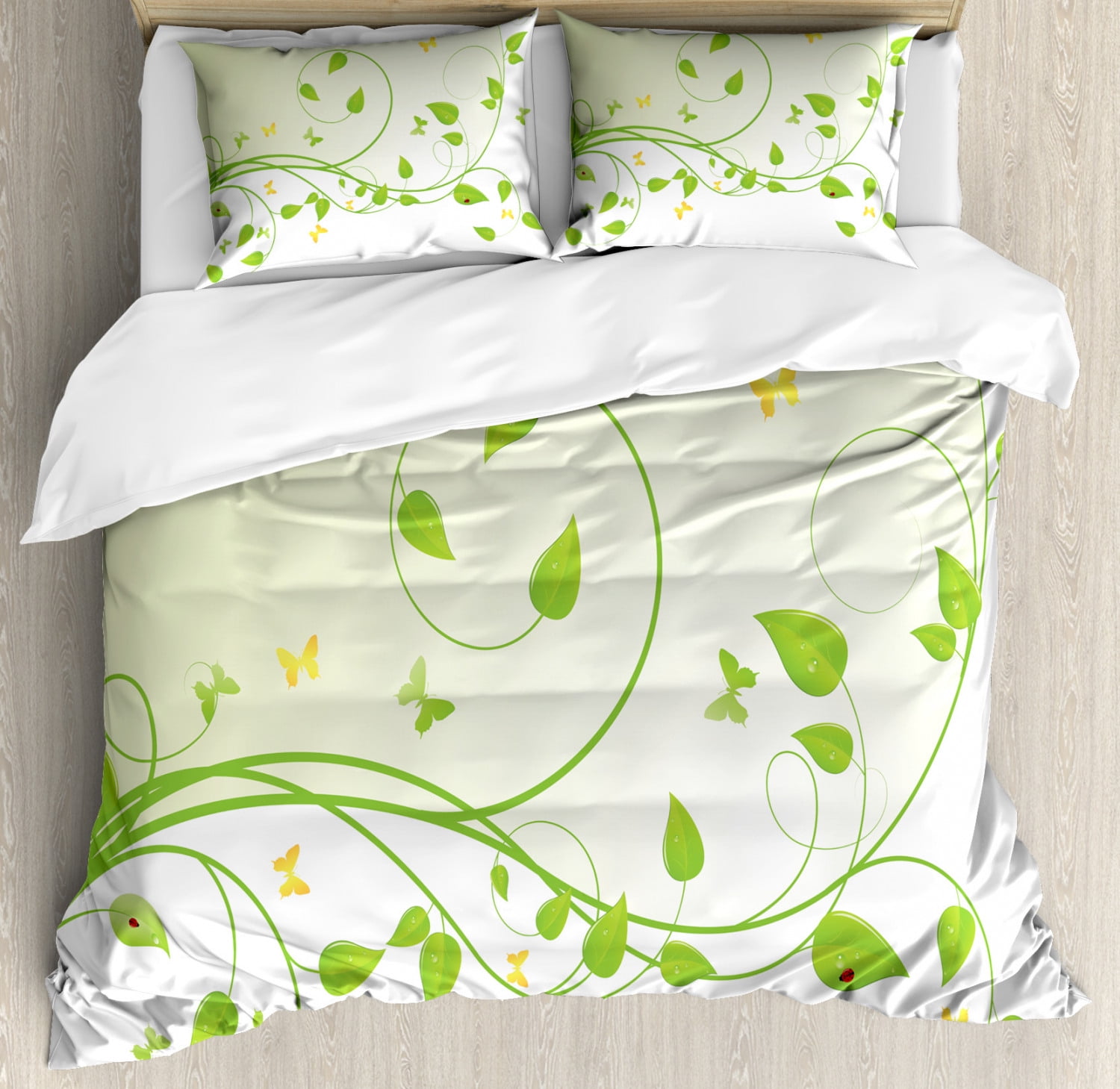 Vine Duvet Cover Set Queen Size, Flourishing Sapling Pattern with ...