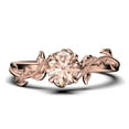 Vine Leaf Ring, Boho & hippie 1.00 Carat Round Cut Morganite And Diamond Moissanite Engagement ...