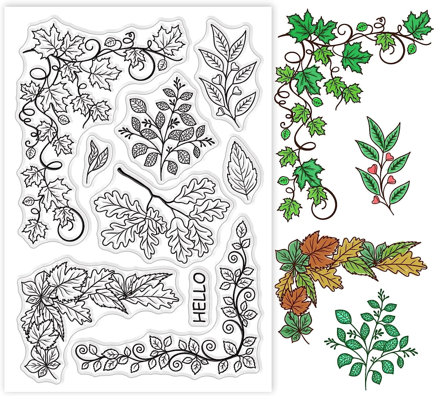 Vine Leaves Clear Stamps Leaf Pattern PVC Placstic Silicone Stamps with ...
