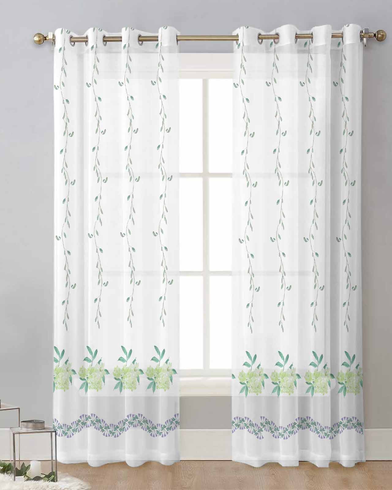 Vine Leaves Floral Lace Bedroom Voile Curtain Window Treatment Drapes ...