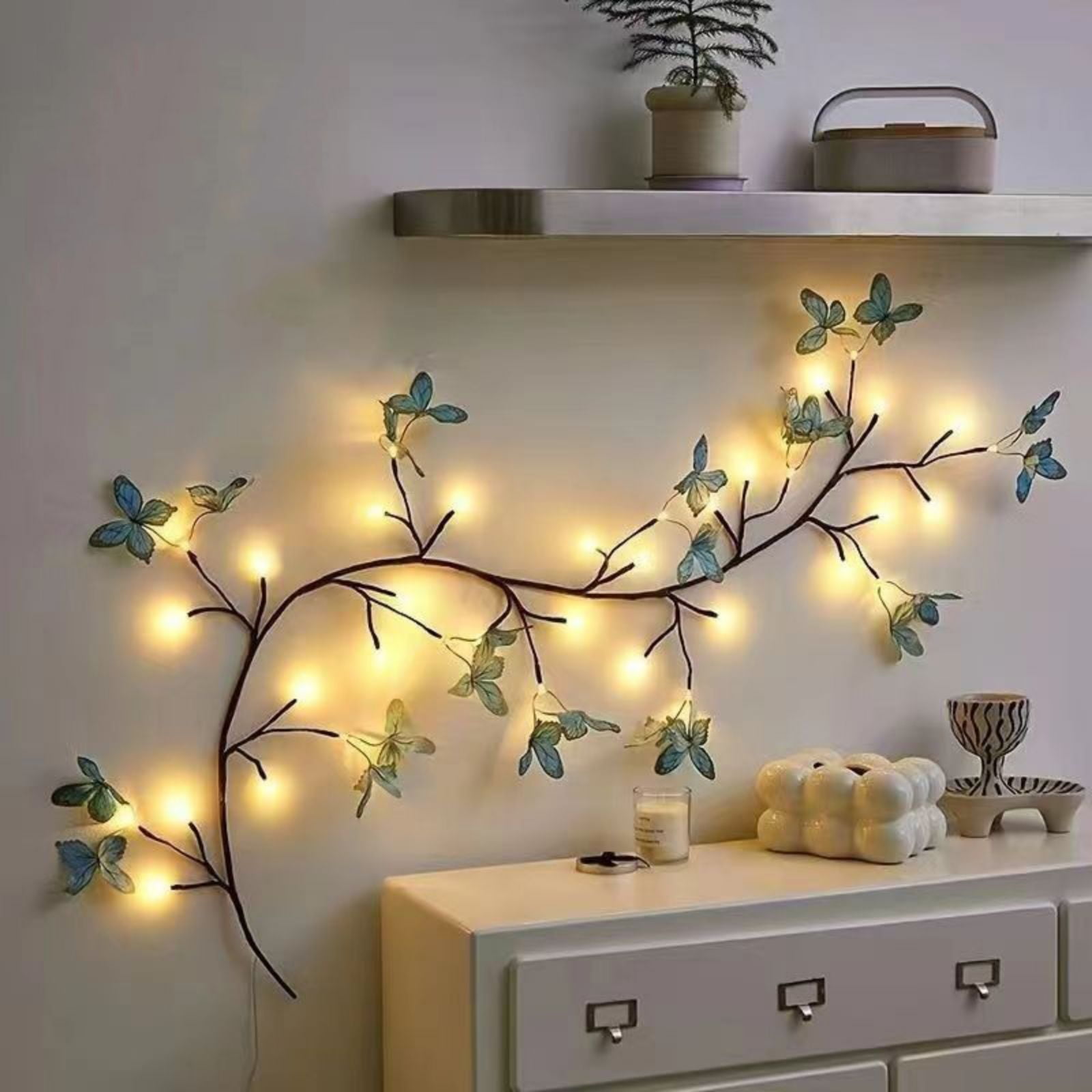 Vine Light with Butterfly 48LED Enchanted Wall Decoration Vine Lights 8 ...