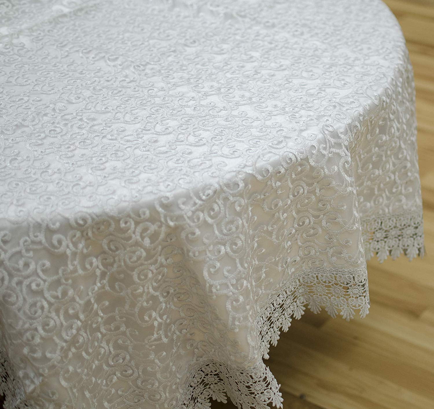 Vine Macrame Table Cloth Embroidered Dining Table Decor Silver 52x70 in ...