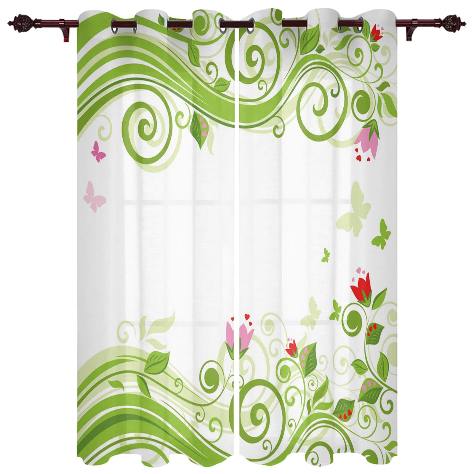 Vine Planks Garden Outdoor Valance Window Curtains For Living Room ...