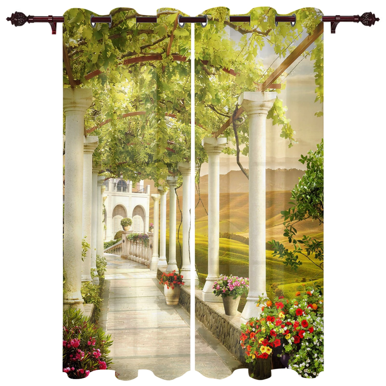 Vine Planks Garden Outdoor Valance Window Curtains For Living Room ...