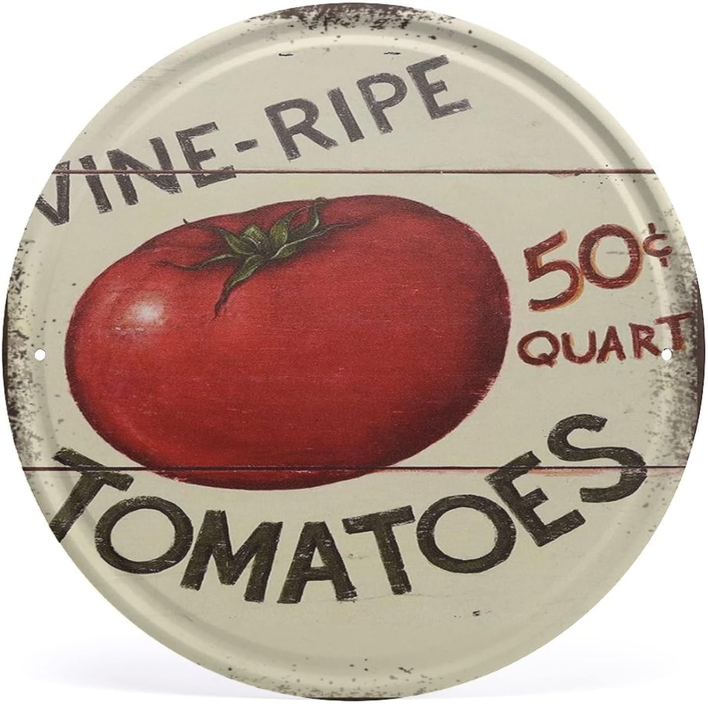 Vine Ripe Tomatoes Rustic Sign Summer Tomatoes decor Retro Round ...