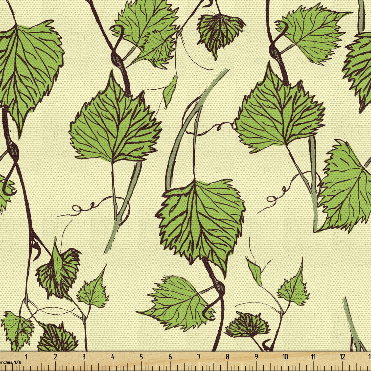 Ambesonne Vine Fabric by the Yard Upholstery, Grapevine Leaves Pattern ...