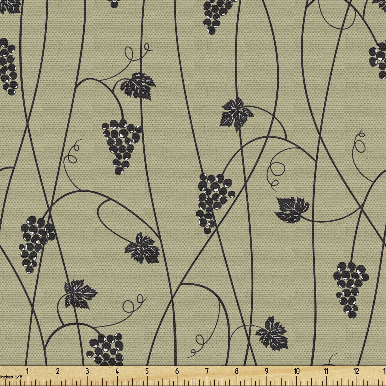 Ambesonne Vine Fabric by the Yard Upholstery, Monochrome Tender Grapes ...