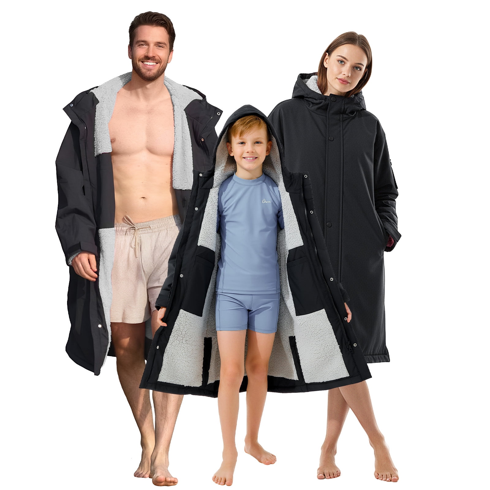 Lobmouse Unisex Swim Parka,Sherpa Fleece Lined Warm Coat,Windproof ...