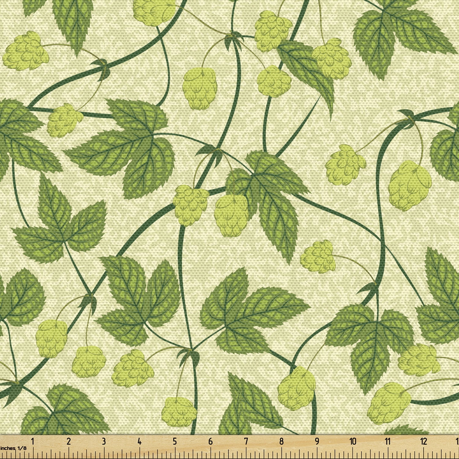 Ambesonne Vine Fabric by the Yard Upholstery, Creeper Botanical Leaf ...