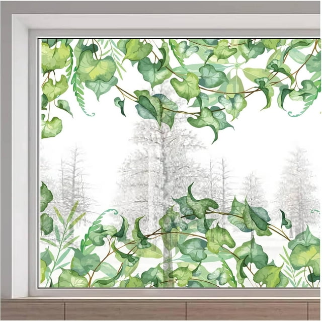 Vine Window Decals Static Non Adhesive Green Ivy Leaves Plants Window Clings Reusable Double ...